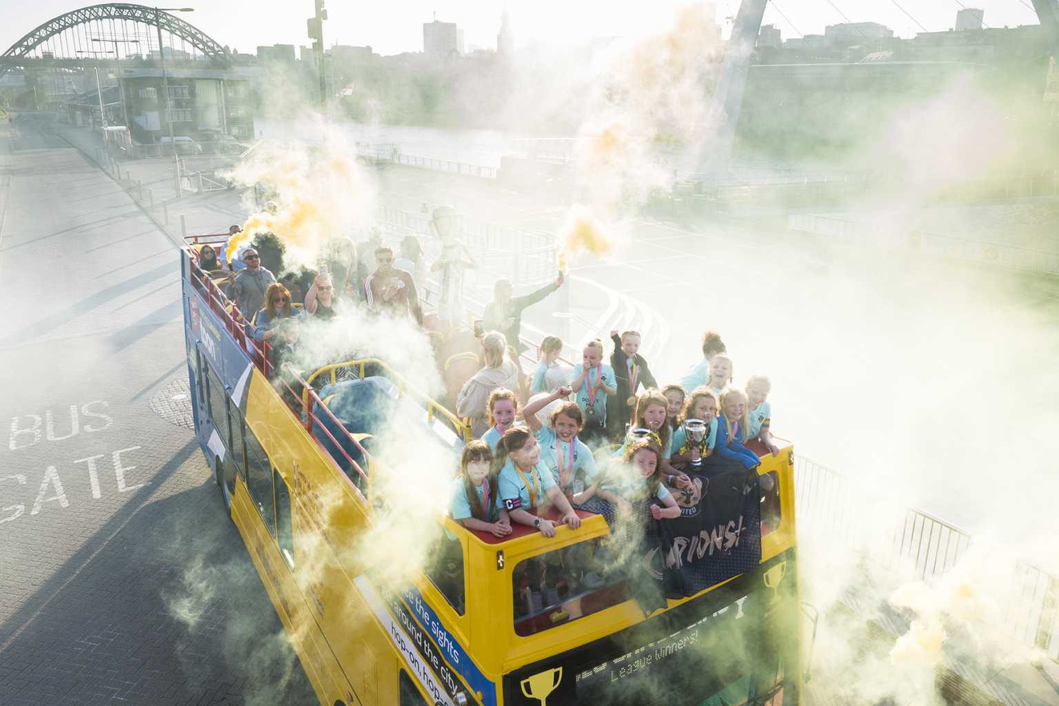 GNE hosts open top bus parade for Chester-Le-Street United Girls - Go North East
